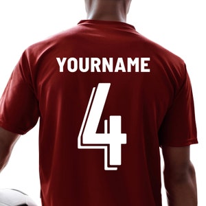 Custom Iron on Football Kit Number and Name, Personalized Sports Tshirt ...