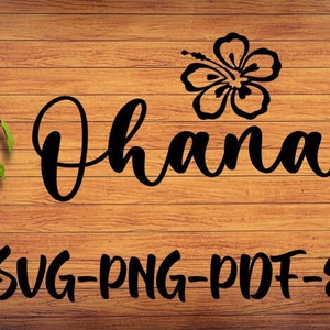 Ohana With Hawaiian Flower SVG, PNG, EPS, Ohana Car Decal, Ohana Shirt ...