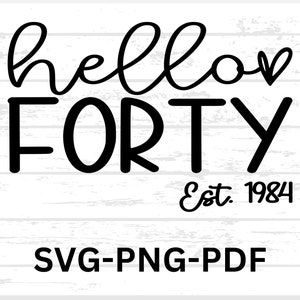 Hello Forty SVG PNG, Hello 40 Svg, 40th Birthday Shirt Svg, Forty and ...