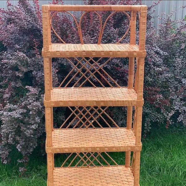Rattan Bookcase - Etsy