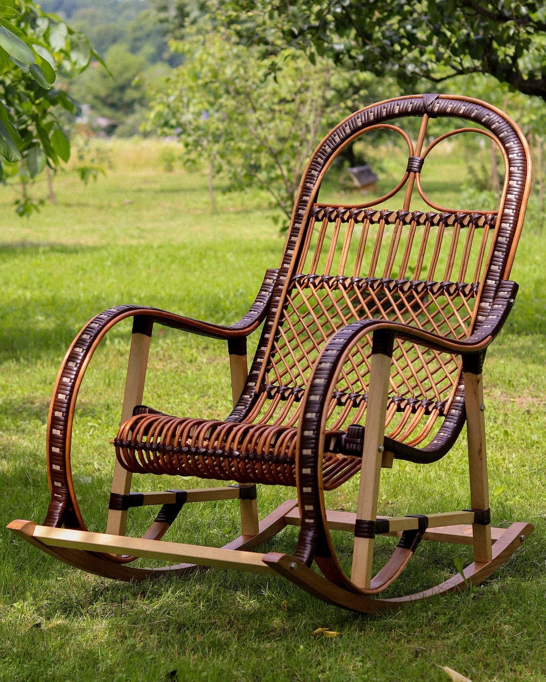 Wicker Rocking Chair, Organic Rattan Rocking Chair, Willow Rocking ...