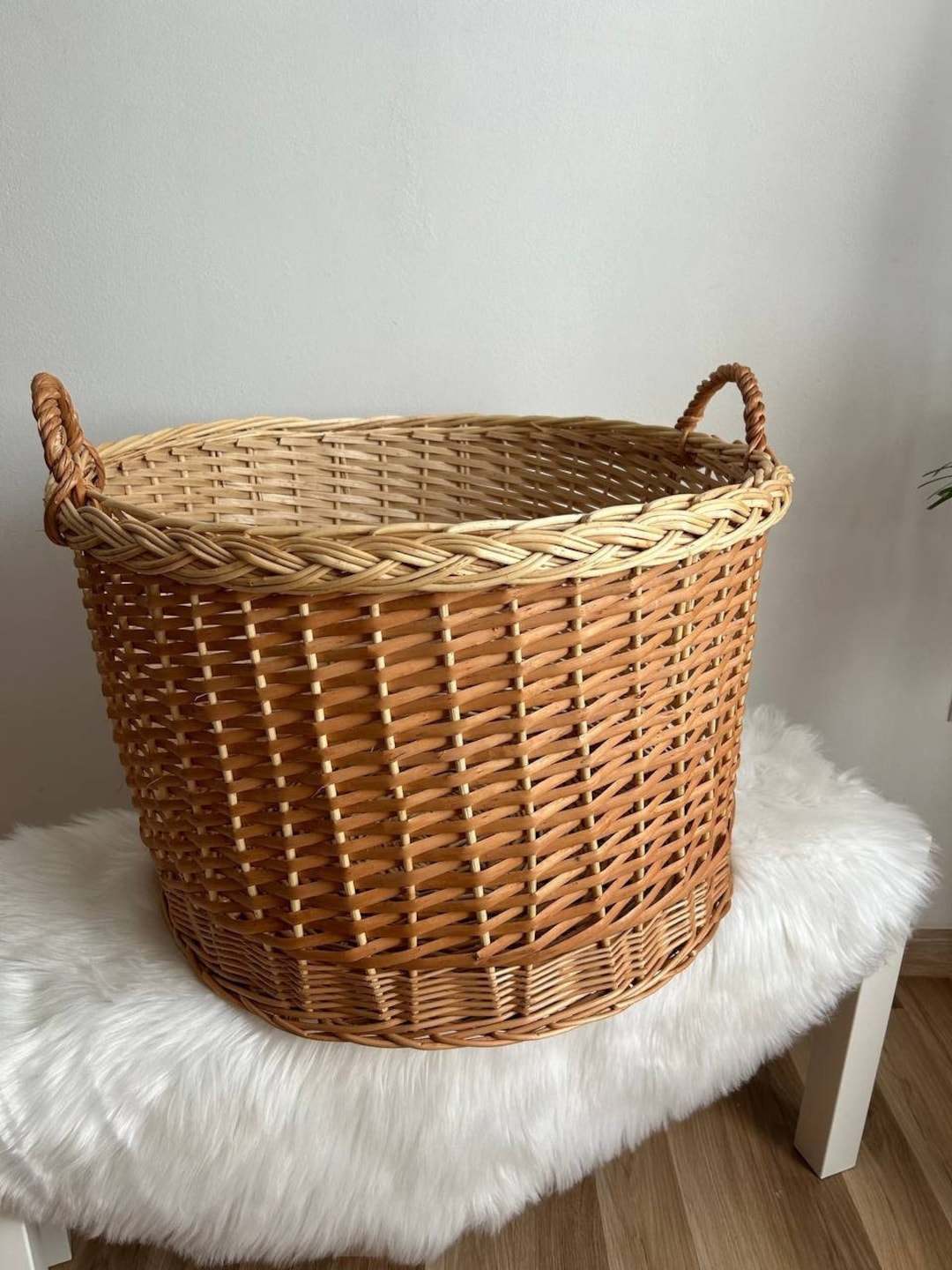 Large Wicker Laundry Basket, Handled Oval Basket, Large Storage Basket ...