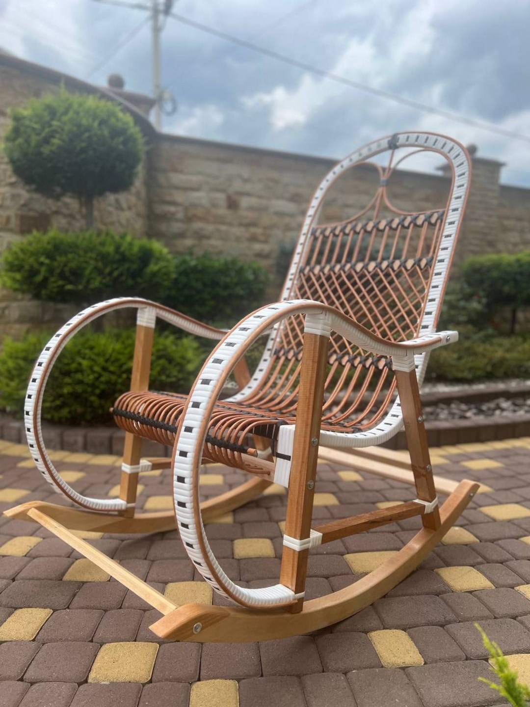 Wicker Rocking Chair, Organic Rattan Rocker, Outdoor Furniture, Wicker ...