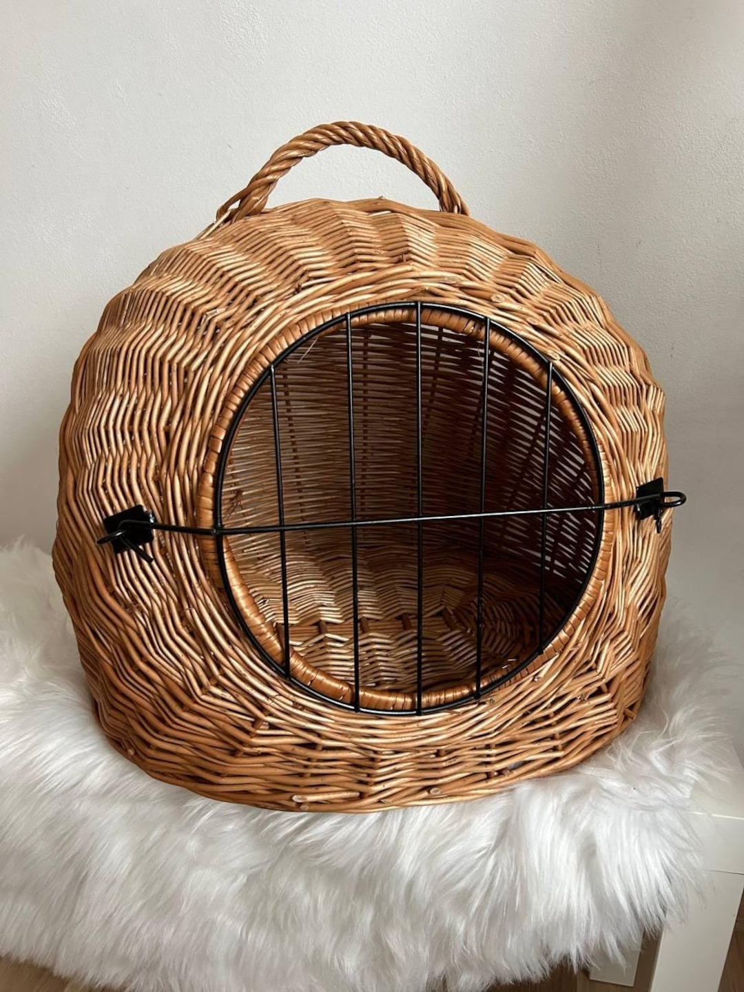 Cat House, Small Dog Cave, Wicker Cat Carrier, Pet Cave, Wicker Cat Bed ...