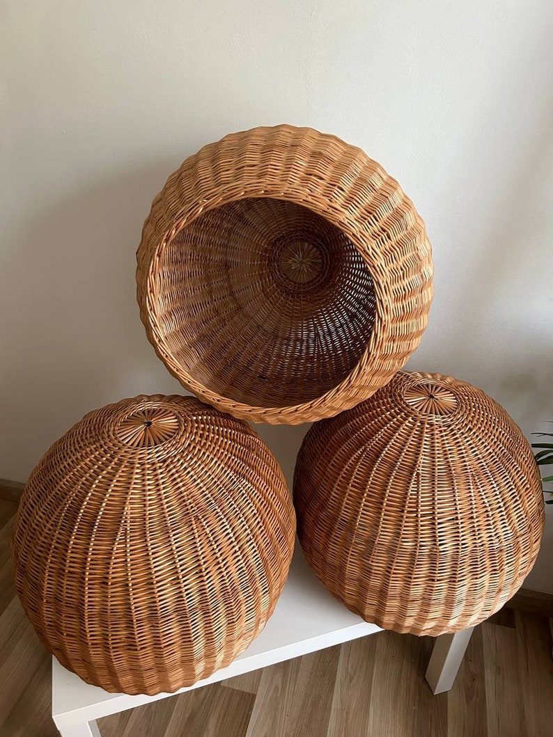 Wicker Ceiling Light Shade Round-shaped for Indoor and Outdoor Use ...