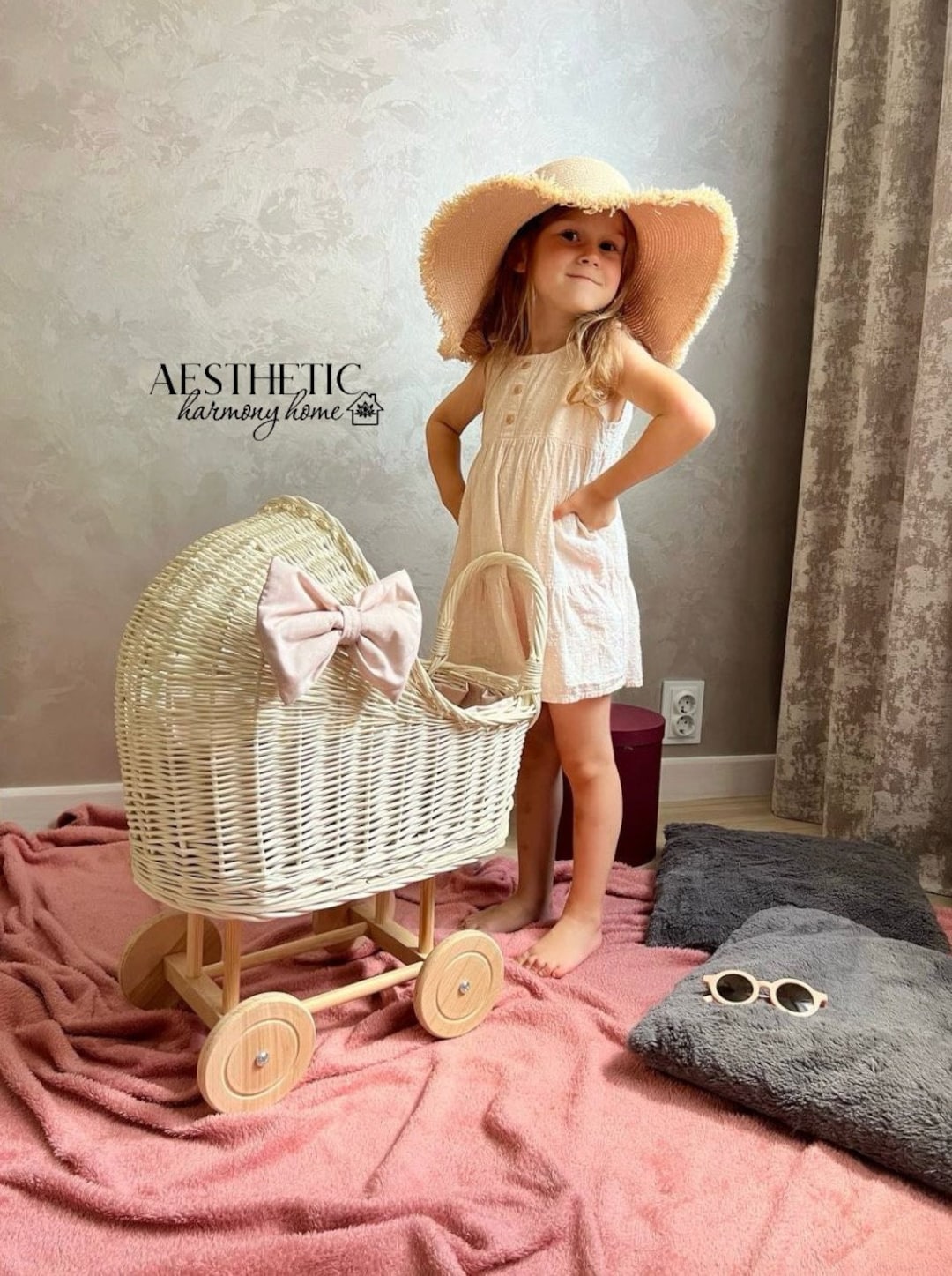 Wicker Baby Carriage, Doll Stroller, Flower Basket, Wicker Doll ...