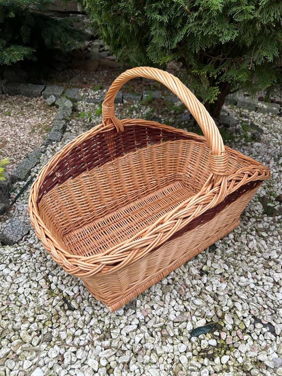 Large Wicker Basket, Large Gathering Basket, Firewood Holder, Large ...