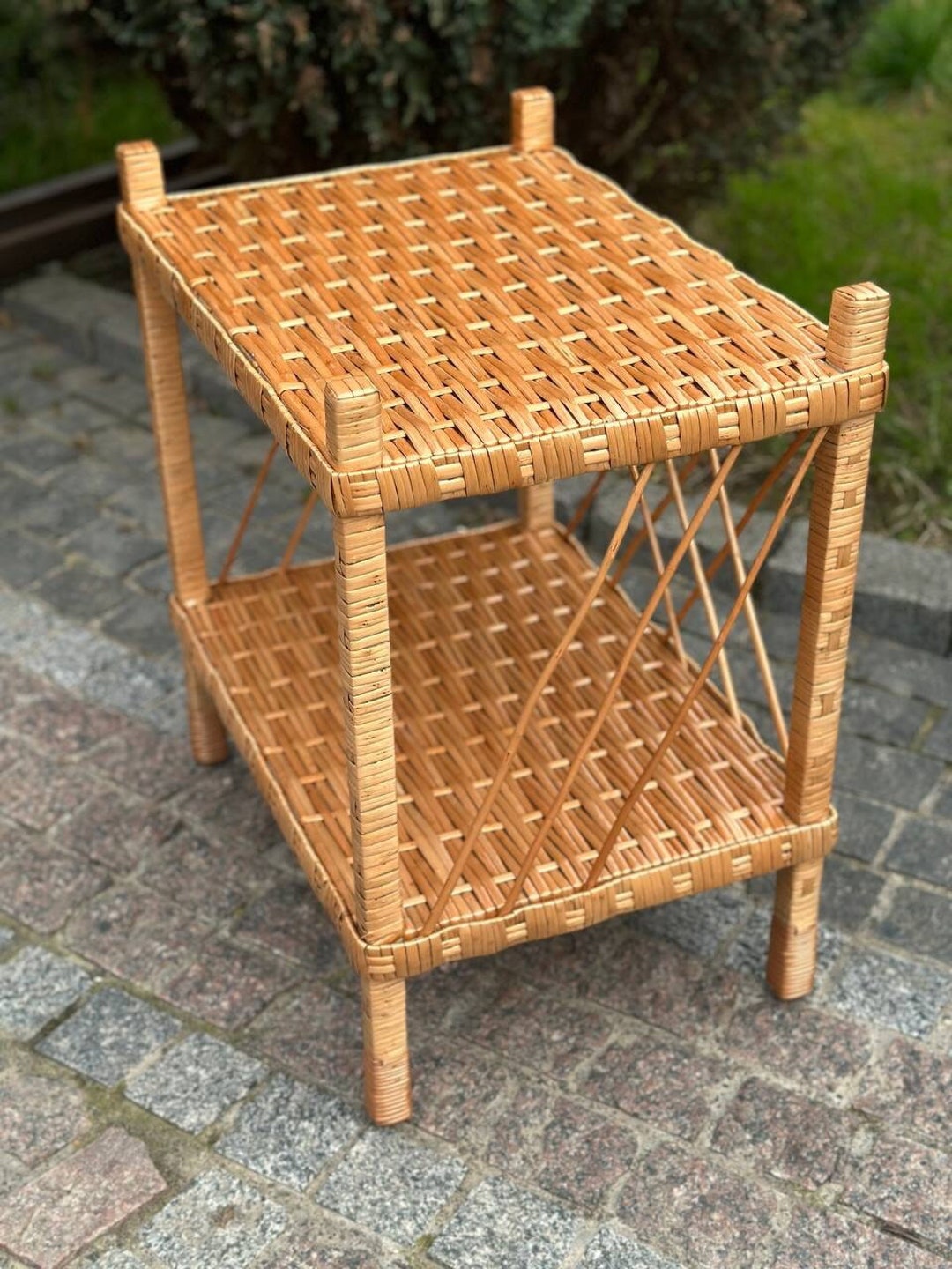 Small Wicker Shelf, Small Bookshelf, Shelving Unit, Entryway ...