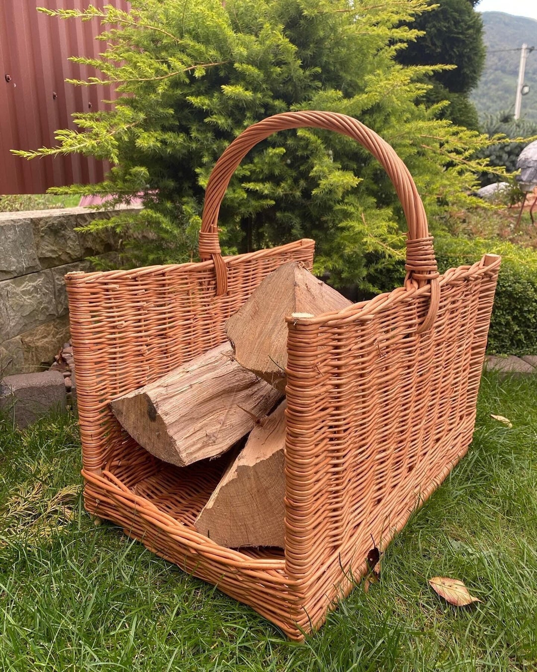 Firewood Basket, Log Carrier, Large Wicker Basket, Jumbo Log Basket ...