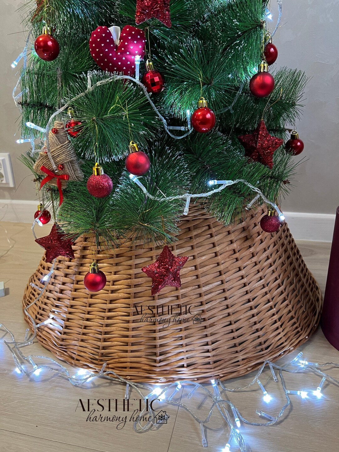 Christmas Tree Collar, Wicker Tree Skirt, Christmas Tree Skirt, Rattan ...