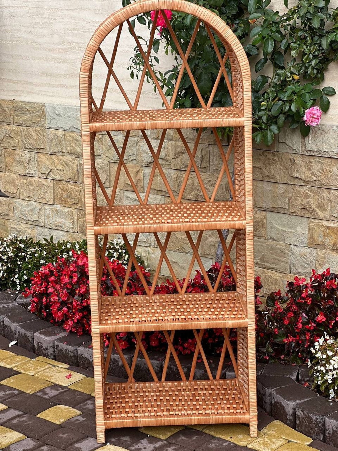 Wicker Shelf, Rattan Arch Shelf, Storage Shelf, Bookshelf, Plant Shelf ...