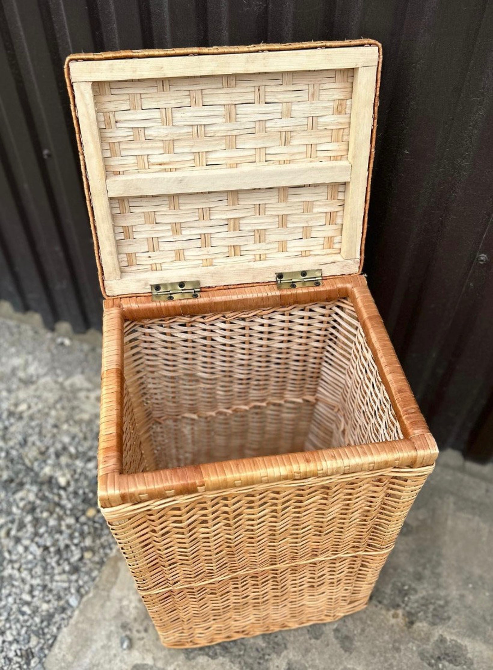 Wicker Laundry Basket With Lid, Wicker Bathroom Basket - Etsy