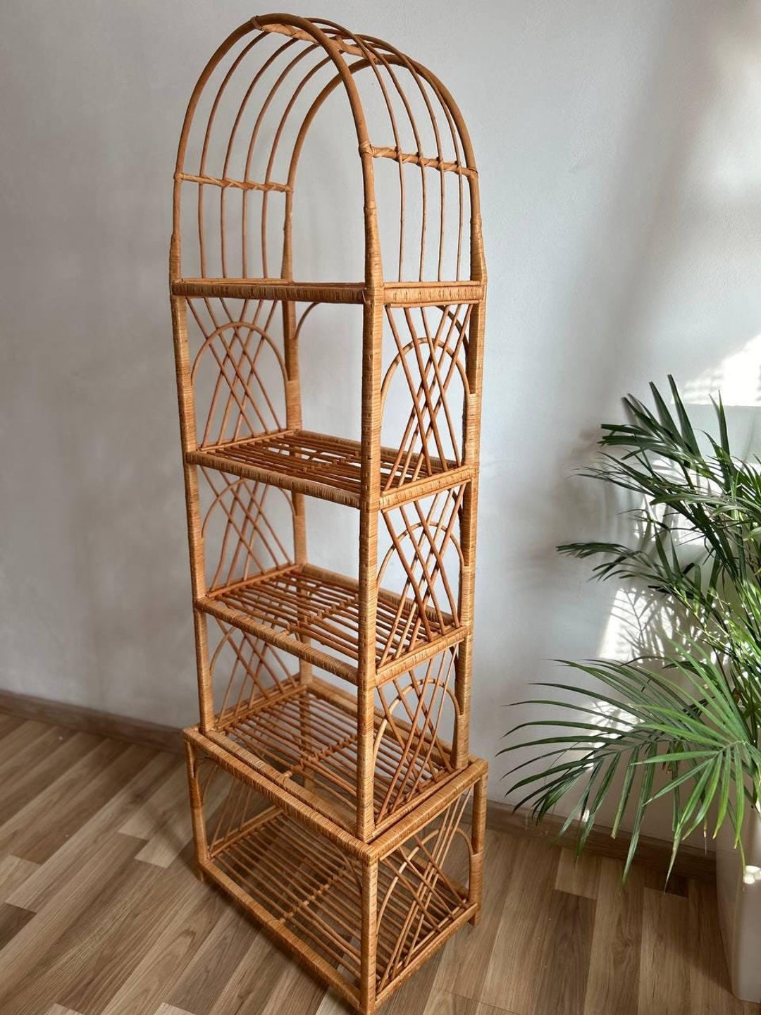 Wicker Shelf, Rattan Shelf, Bookshelf, Bamboo Furniture, Arch Bookcase ...