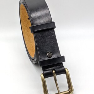 Custom Handmade Leather Belt. Italian Ink, Black, Antique Brass Buckle ...