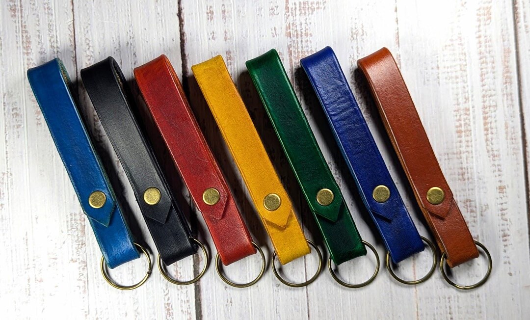Custom Leather Keychain Belt Loop: Hand-tanned Brass Snap - Etsy