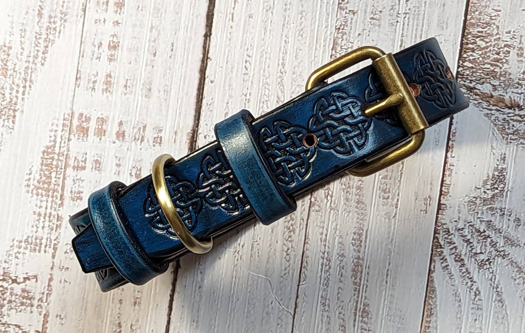 Handmade Celtic Dog Collar: Natural Italian Leather, 1 1/4" Wide - Etsy