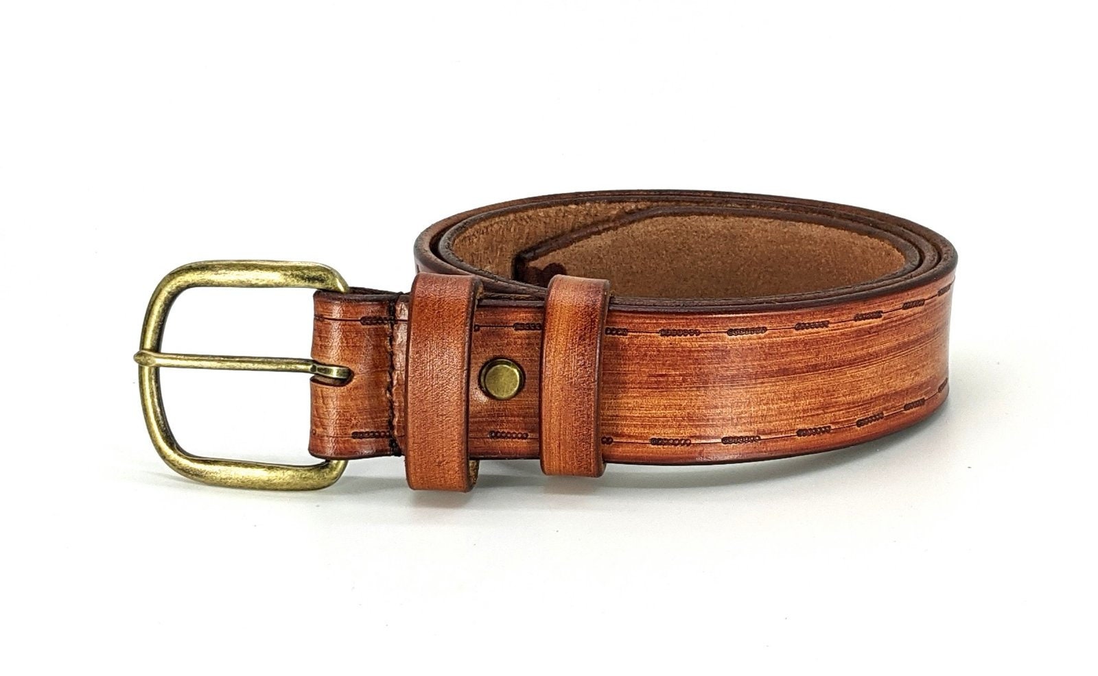 Custom Engraved Handmade Leather Belt With Name and Initials - Etsy