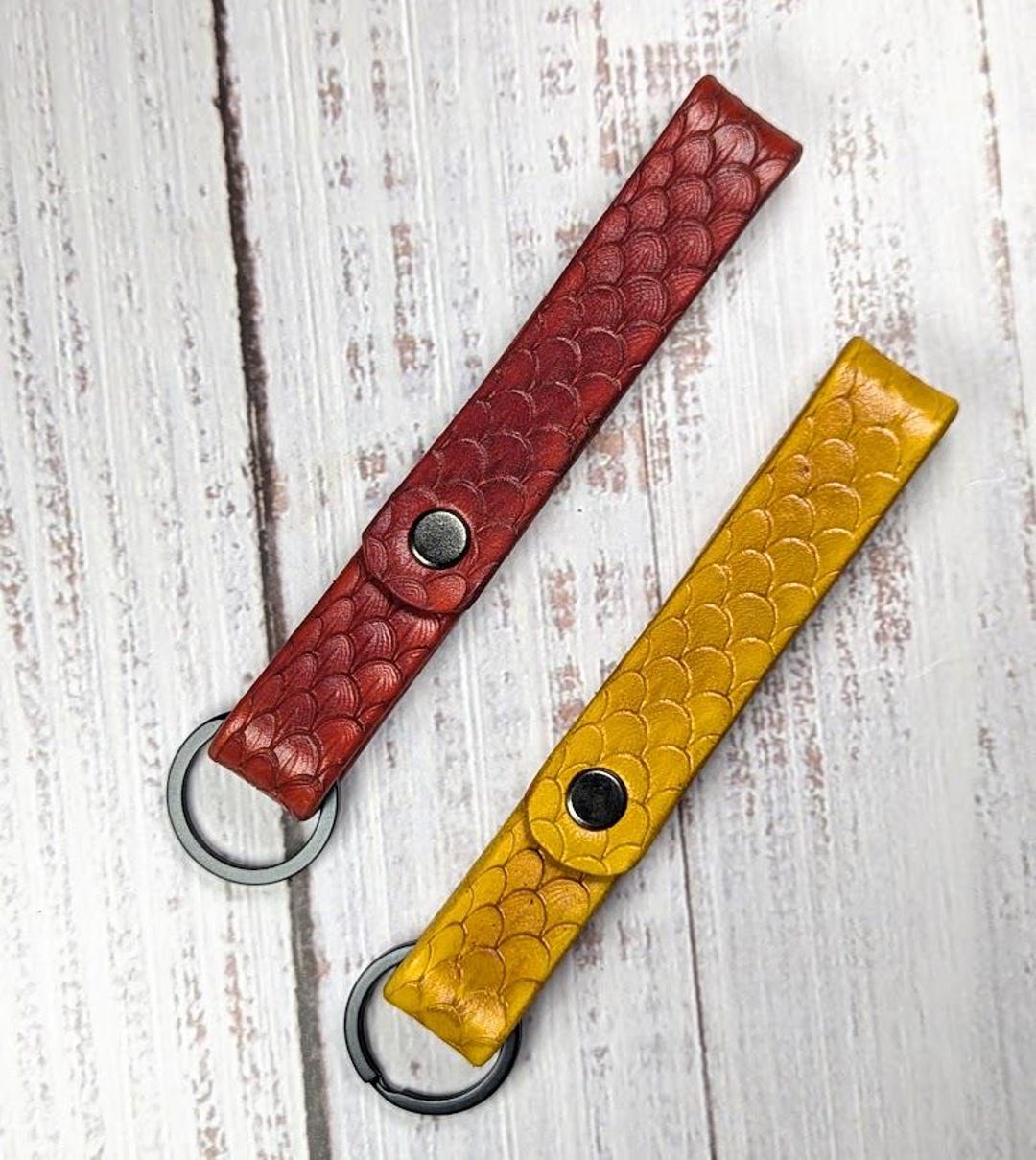 Custom Leather Keychain Belt Loop: Hand-tanned Brass Snap - Etsy
