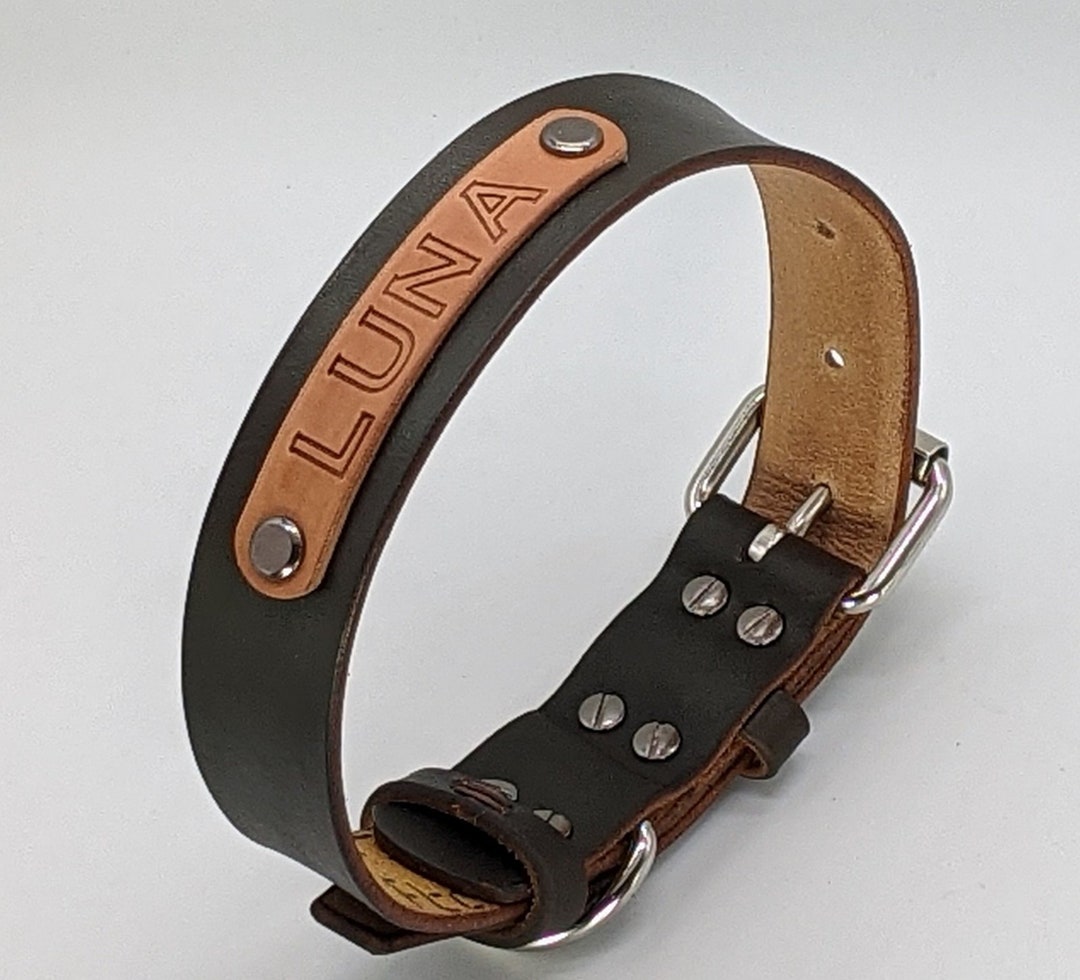 Costom Personalized,dog Collar,italian Leather,italian Ink 1-1/4 - Etsy