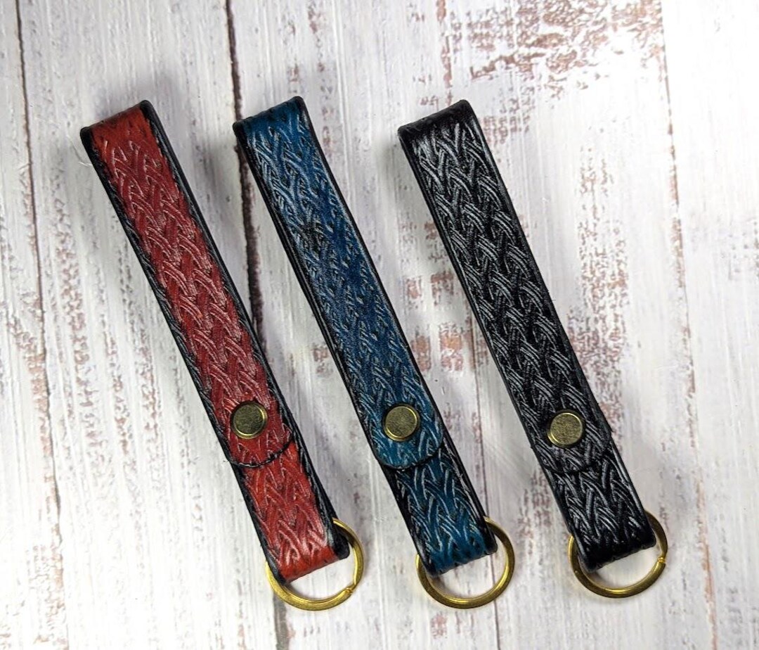 Custom Leather Keychain Belt Loop: Hand-tanned Brass Snap - Etsy