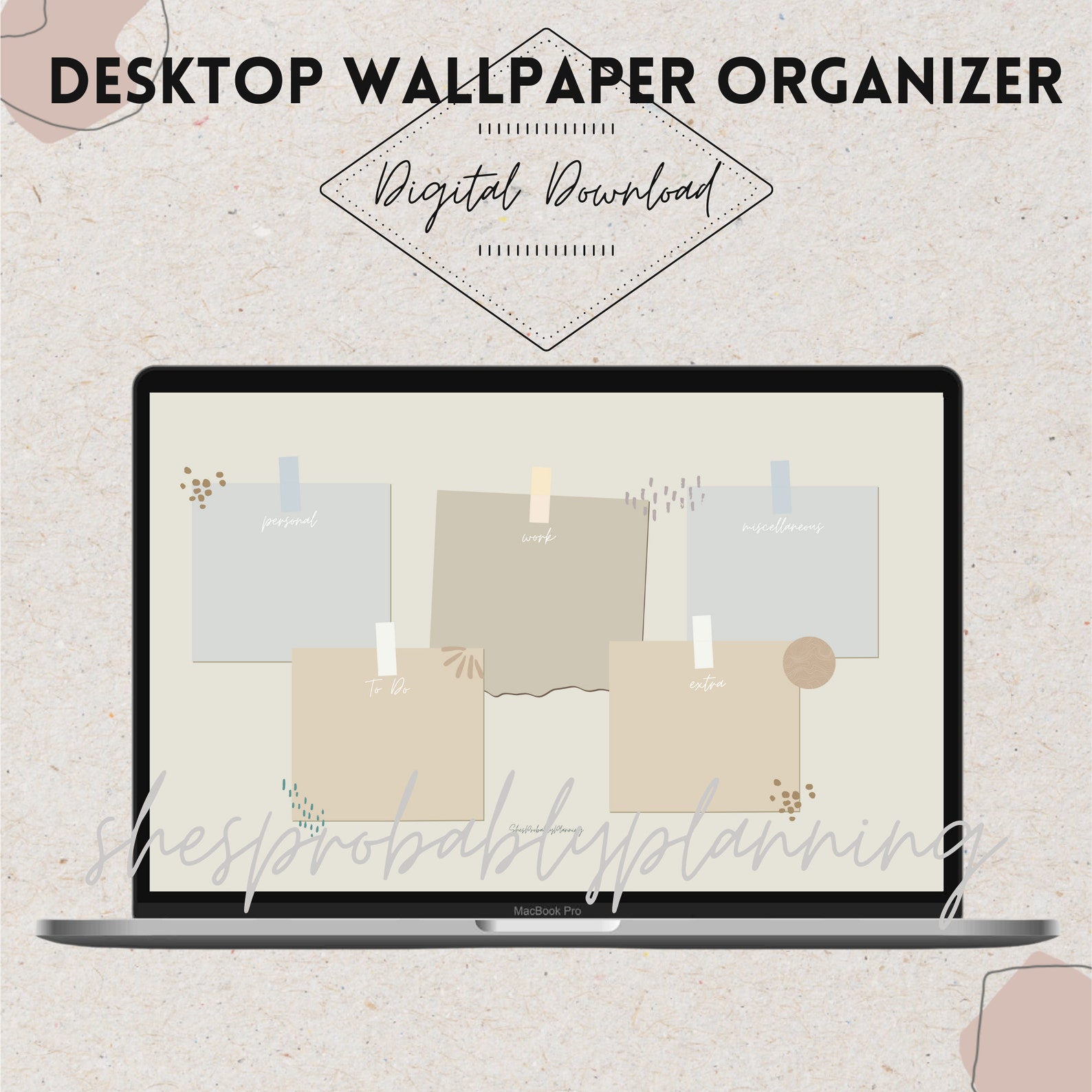 STICKY NOTES Desktop Organizer Wallpaper Organizer Digital | Etsy