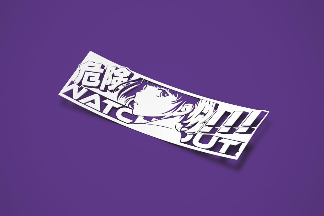 Slap-style Watch Out Anime Girl, Brutalist Future Style Vinyl Sticker ...