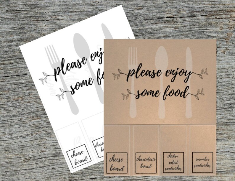 Food Signs/ Identifiers Kit, Instant Download - Etsy