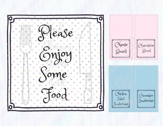 Food Signs/ Identifiers Kit Instant Download - Etsy