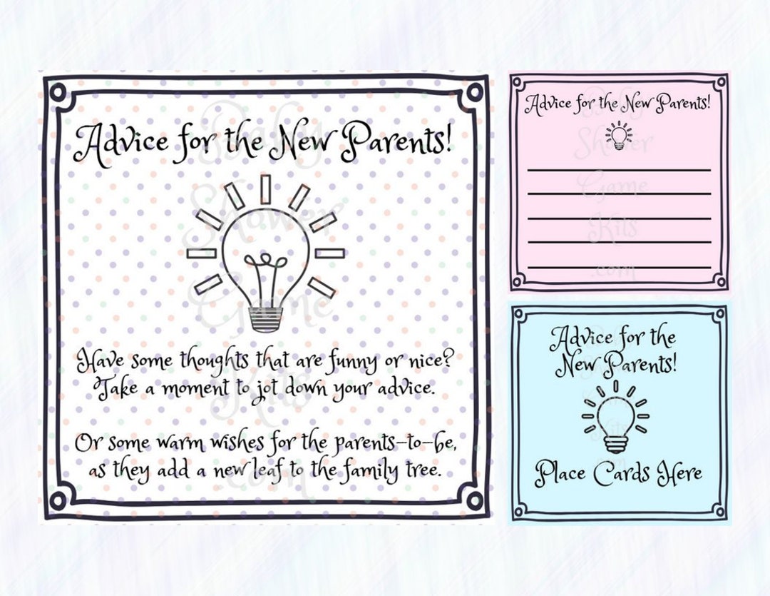 Advice for New Parents Baby Shower Game Kit With Sweet Rhymes, Instant ...