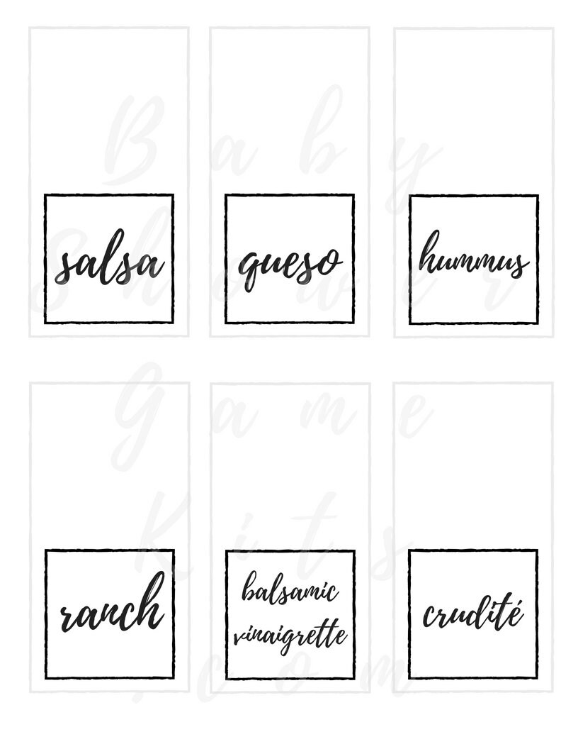 Food Signs/ Identifiers Kit, Instant Download - Etsy