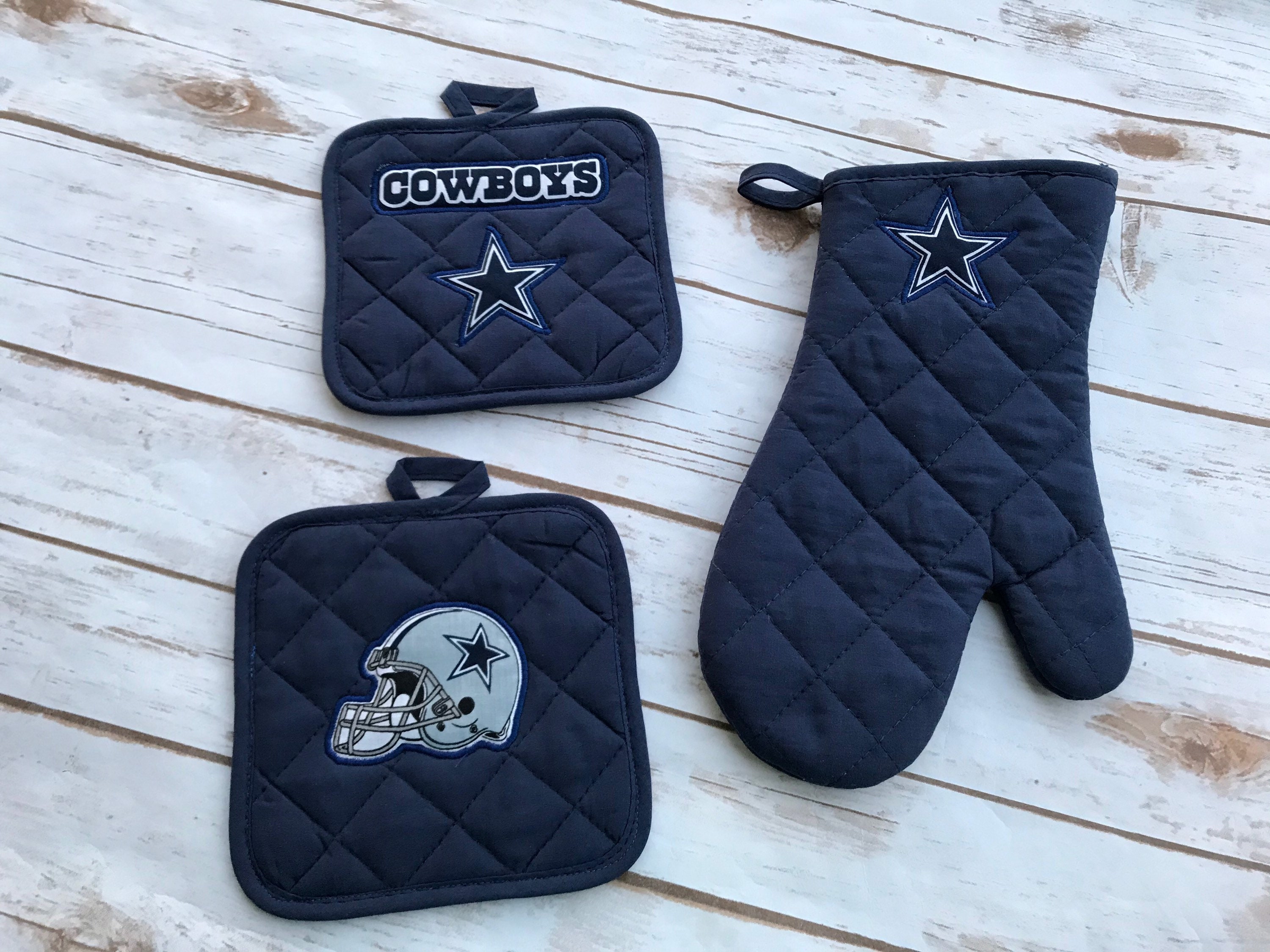 Pot holders and oven mitten Cowboys Father day gift birthday | Etsy