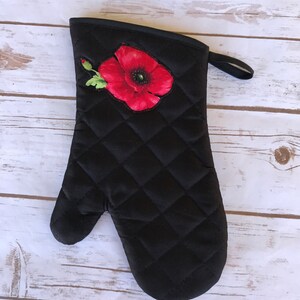 Pot Holders and Oven Mitten , Poppyseeds Flowers , Mother Day Gift, for ...