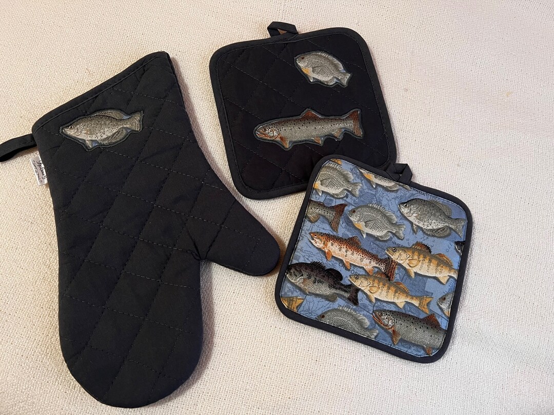 Pot Holders and Oven Mitt Fish, Love Fishing, Father Day Gift, Gift ...