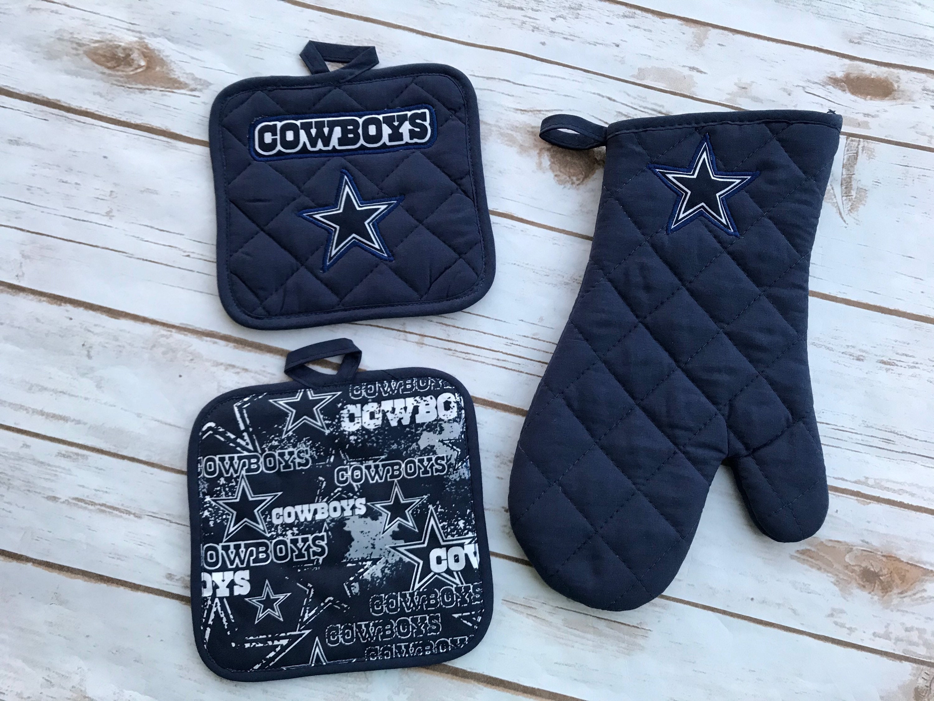 Pot holders and oven mitten Cowboys Father day gift birthday | Etsy