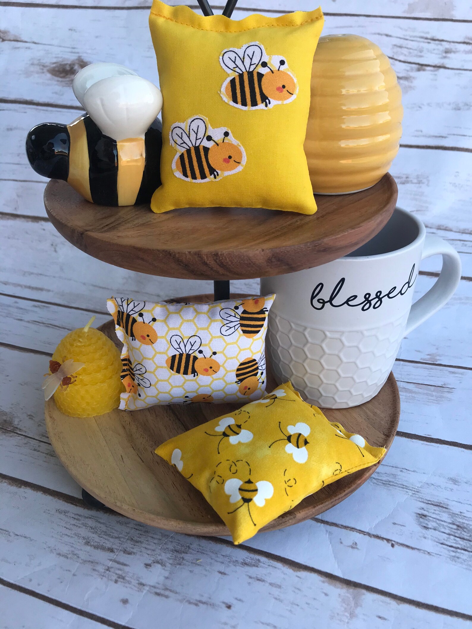 Mini Bee Pillow, Honey Bee Tiered Tray, Bee Decor, Tiered Tray Filler ...
