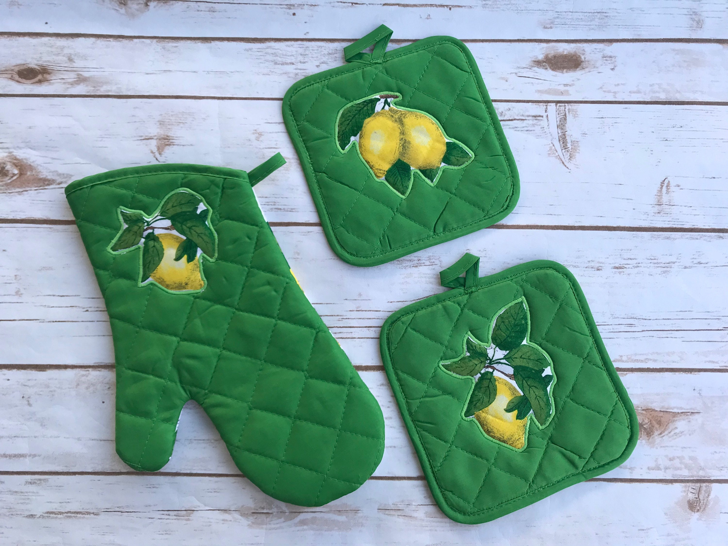Lemon 2 Pot Holder and Oven Mitten kitchen Decor gift - Etsy