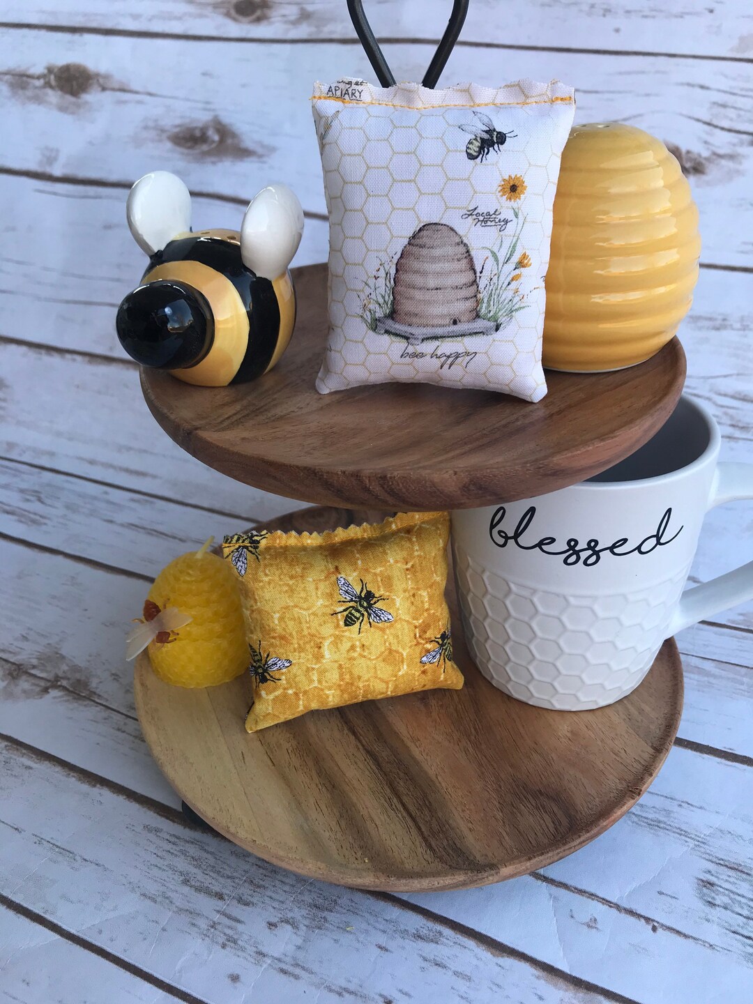 Mini Bee Pillow, Honey Bee Tiered Tray, Bee Decor, Tiered Tray Filler ...