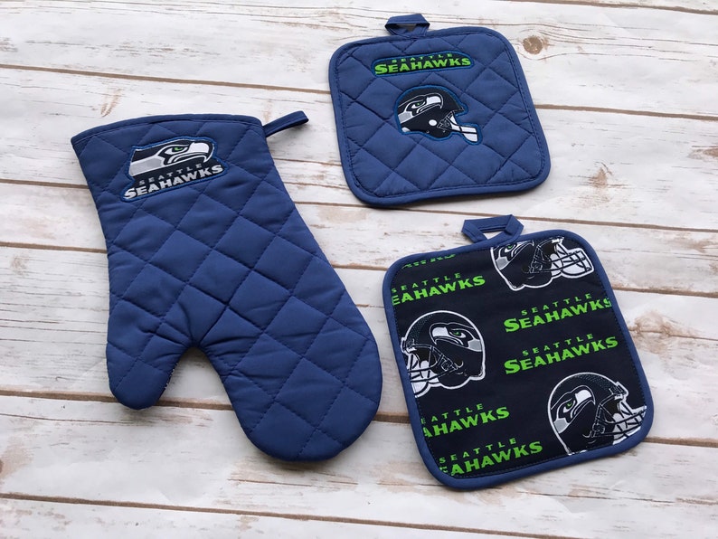 Seattle Seahawks 2 Pot Holders Mitten, Sport Team Gift , Father Day ...