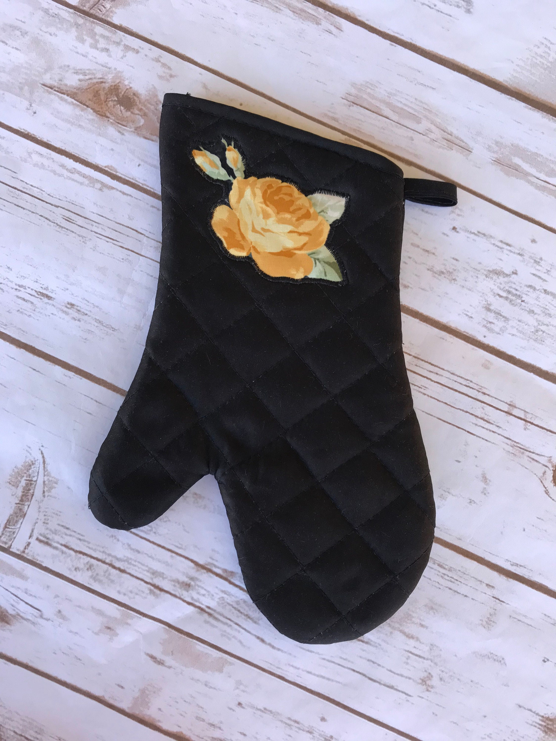 Yellow Rose Pot Holders and 1 Oven Mitten Kitchen | Etsy