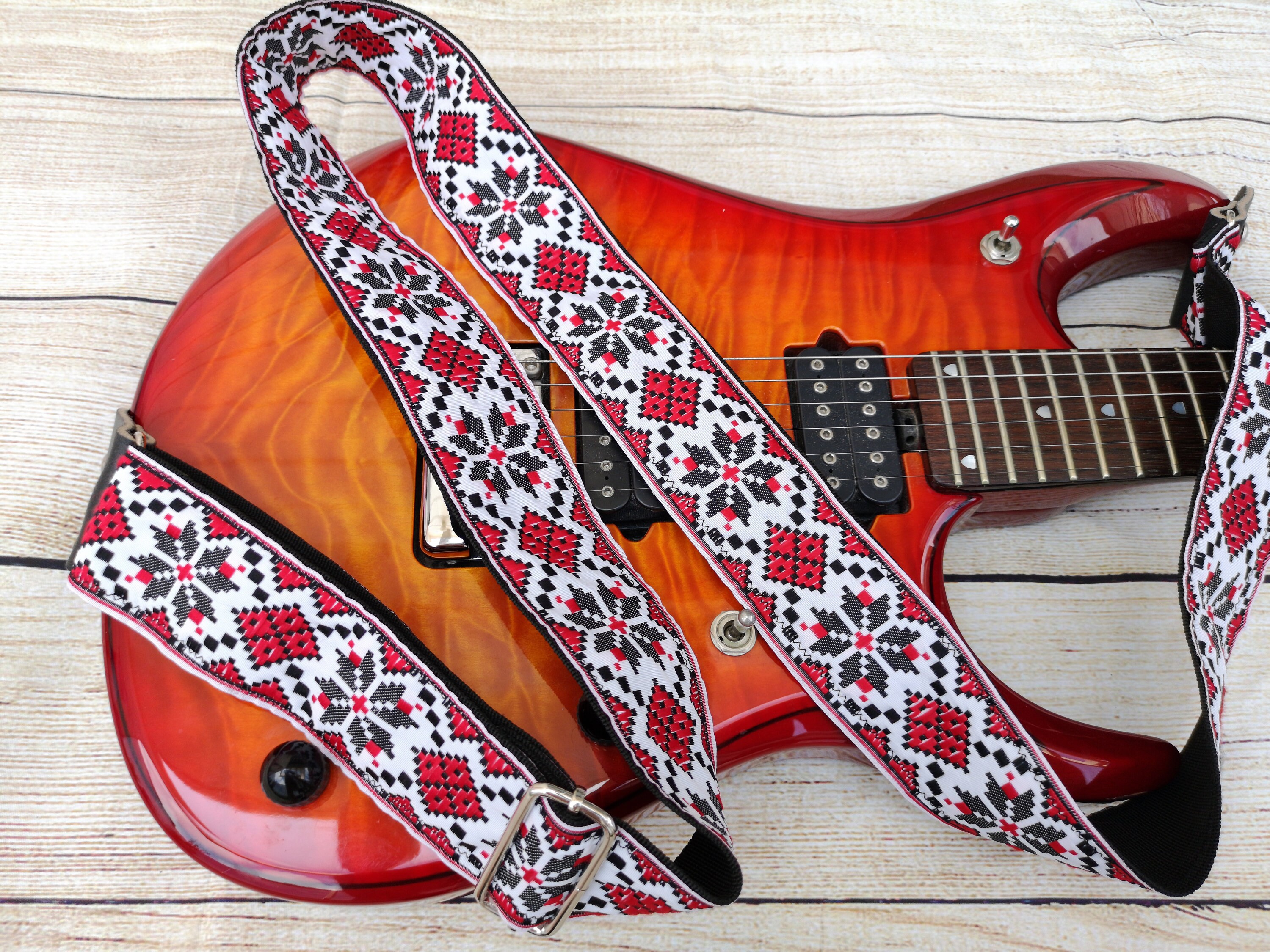 Guitar Strap, Adjustable Personalized Strap, "bazooka", Black Leather ...