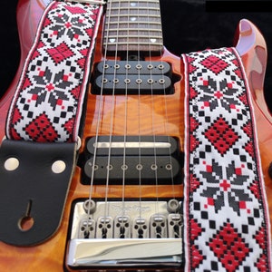 Guitar Strap, Adjustable Personalized Strap, "bazooka", Black Leather ...