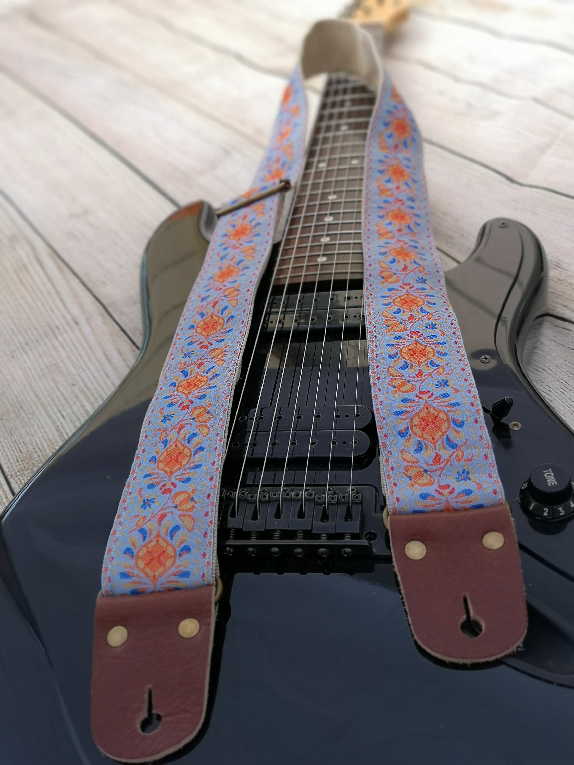 Guitar Strap, Adjustable Personalized Strap, "mars", Vintage, Brown ...