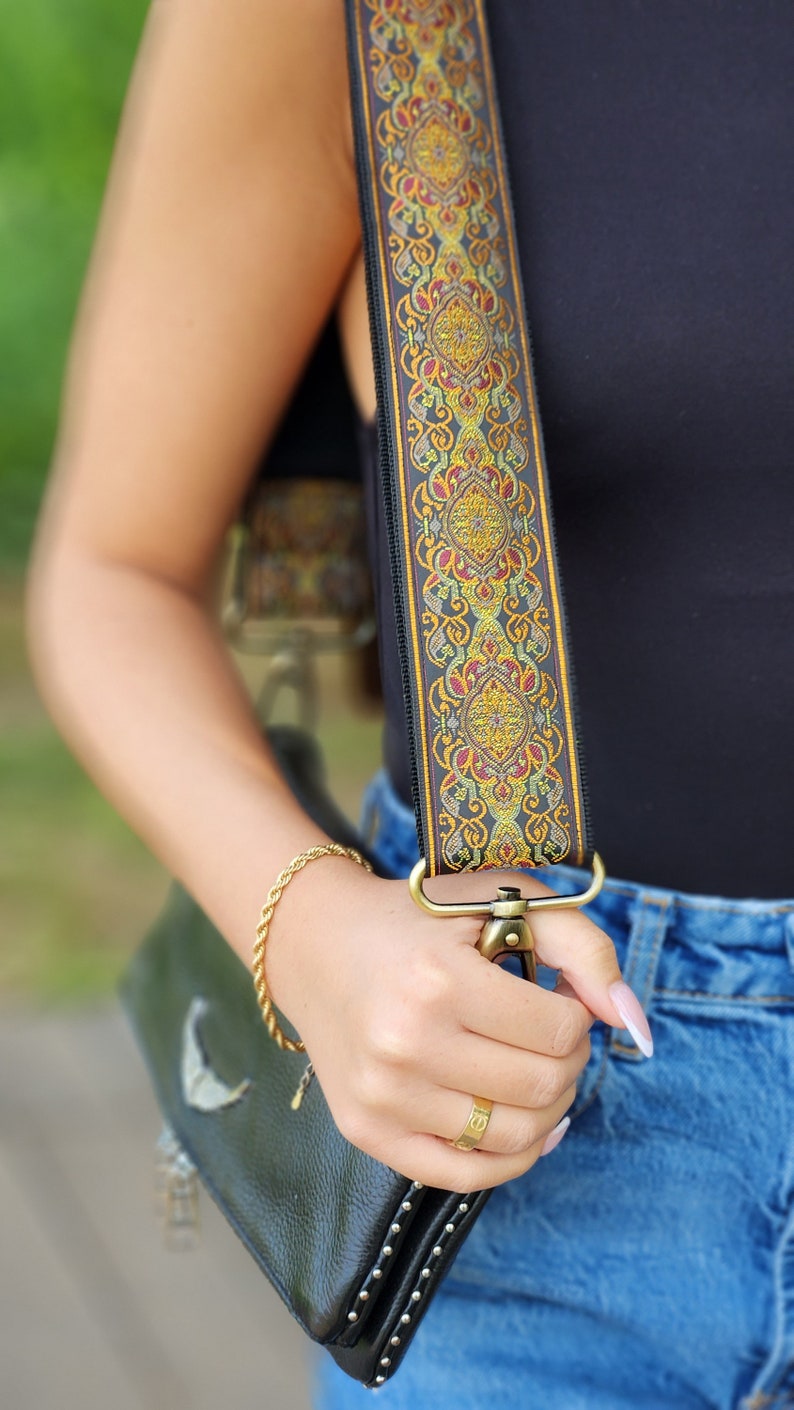 Adjustable Boho Woven Bag Strap, Floral Guitar Style - Etsy