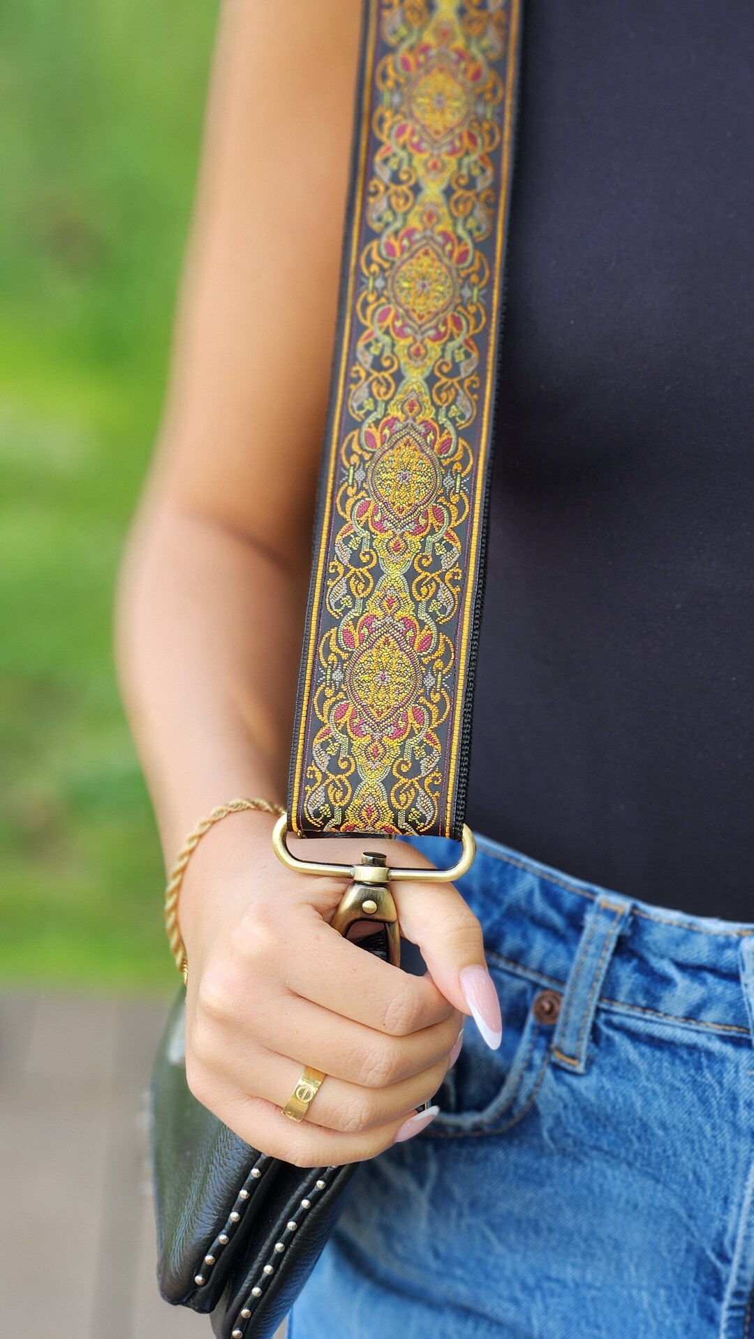 Adjustable Boho Woven Bag Strap, Floral Guitar Style - Etsy