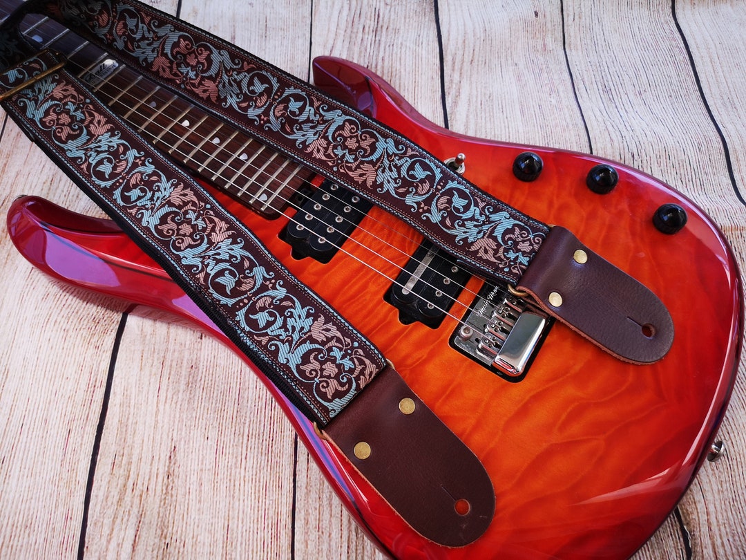 Personalized Guitar Strap, Adjustable Wooven Strap With Leather Ends ...