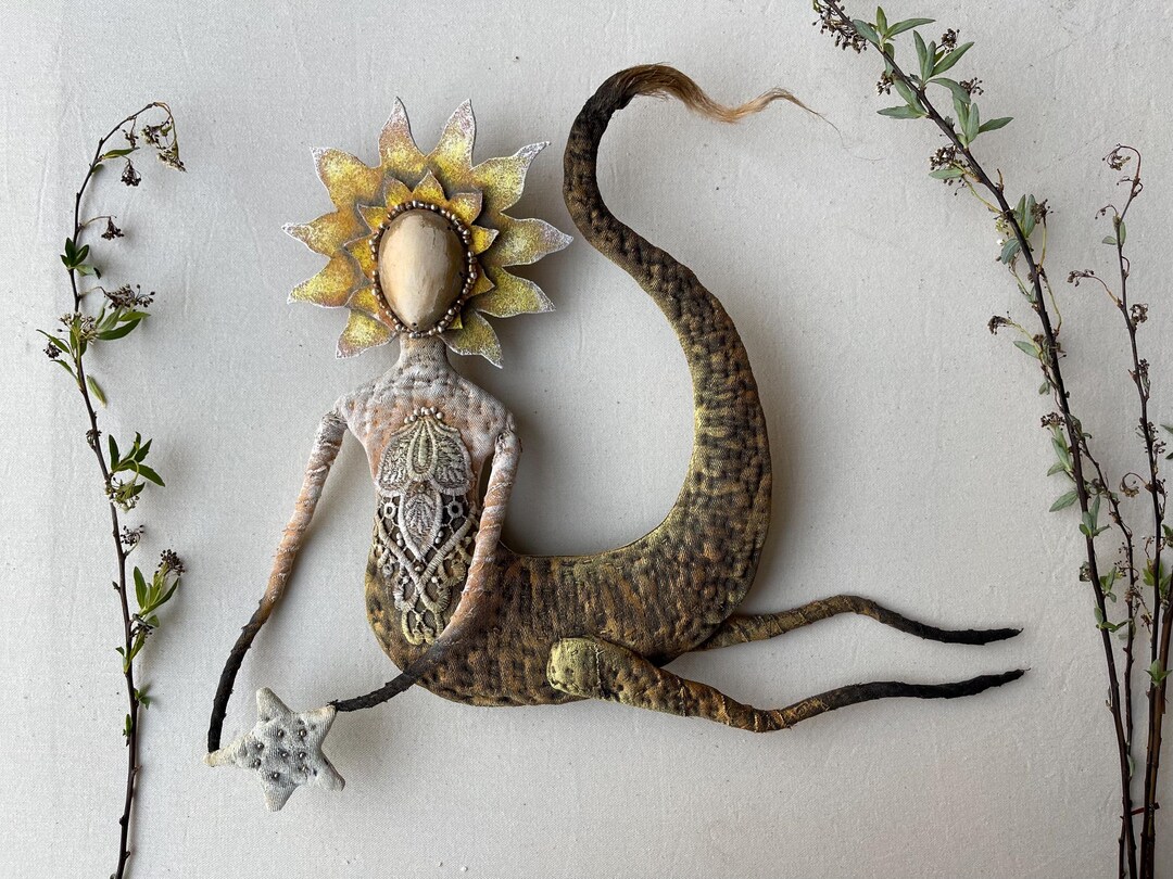 Textile Sculpture of Mythical Creature , Sun-faced Deity , Sun and Star ...