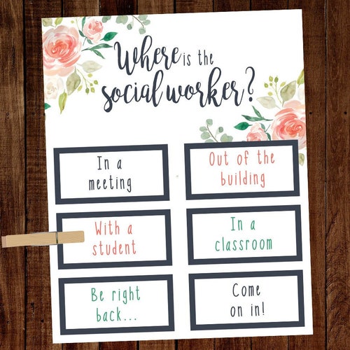 Where is the Social Worker Door Sign Classroom Decor School - Etsy