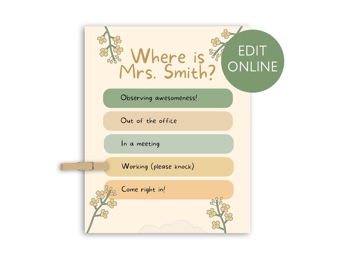 EDITABLE Office Door Sign Template, Custom Name Sign - Etsy Australia