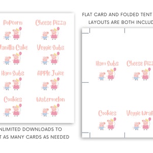 Modern Peppa Pig Food Labels, Simple Editable Food Labels for Buffet ...