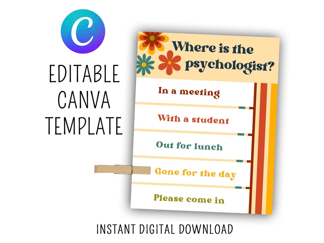 EDITABLE Out of Office Door Sign for School Psychologist - Etsy